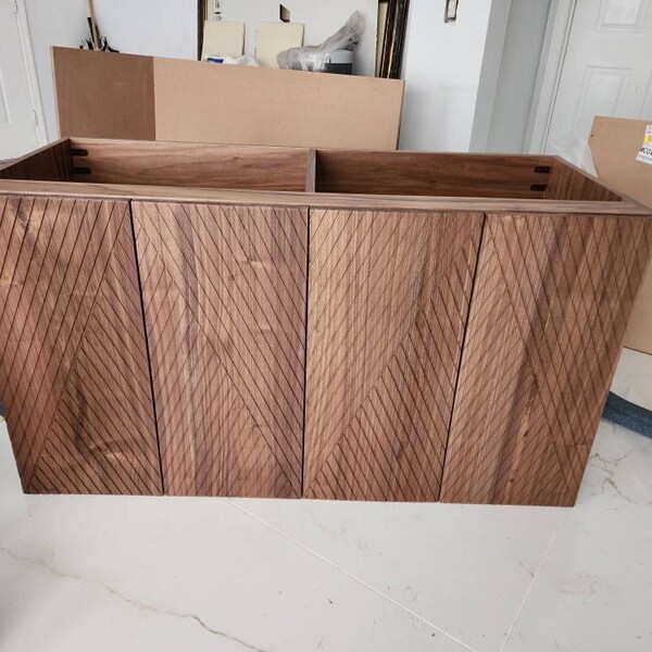 Floating Bathroom Vanity With Grooves Teak , Walnut or Oak - Etsy