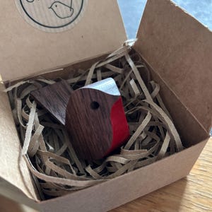 Little Chirpy: Red Walnut, Cute Wooden Robin, Handmade Bird Figurine ...