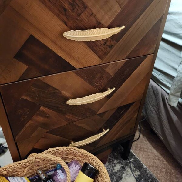 Solid Brass Feather Drawer Pull Modern Style Decorative Dresser Knob ...