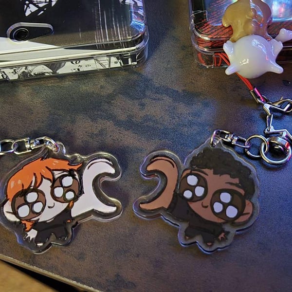 Chibi Couple Keychain Commission : Custom Matching Heart Acrylic ...