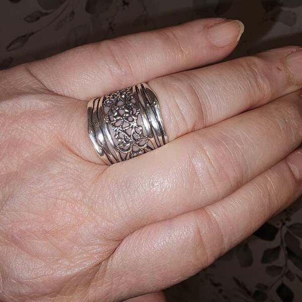 Sterling Silver Filigree Ring, Lace Ring, Wire Wrap Shield Rings ...