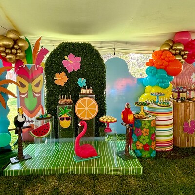 Summer Digital Paper Set With Hibiscus Flowers Clip Arts, Backgrounds ...