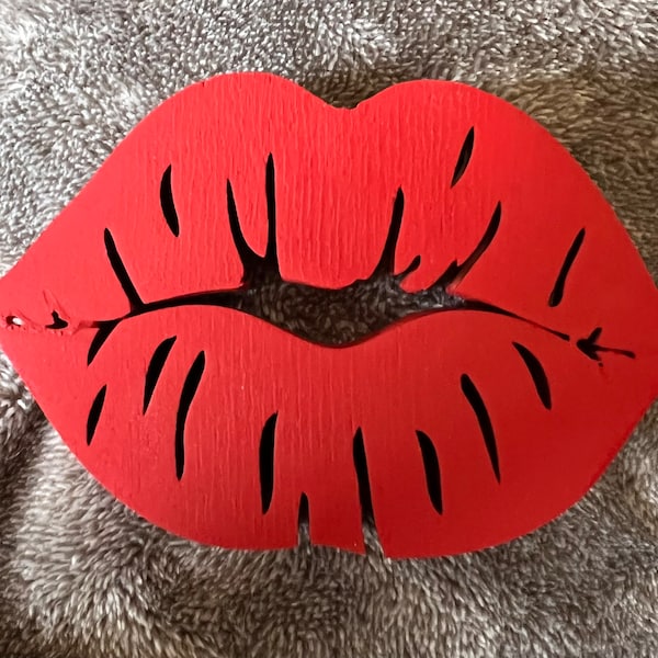 Painted Wood Lips Decor: Tier Tray Accent, Farmhouse Style - Etsy
