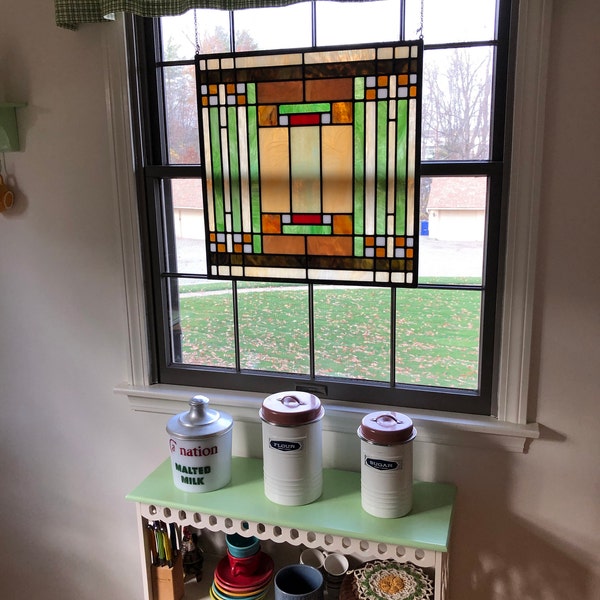 Craftsman Style Stained Glass Window - Etsy