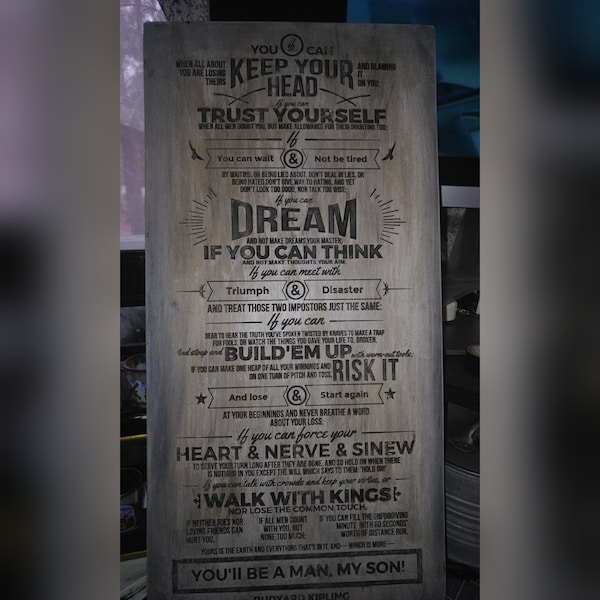 If, Kipling Poem Engraved Wood Sign - Etsy