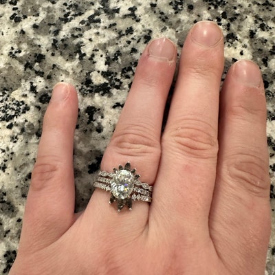 Unique Marquise Cut Moissanite Engagement Ring Set Cluster Rose Gold ...