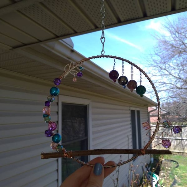 Bird Perch, Hummingbird Swing Gift for Mom, Beaded Garden Decor, Bird ...