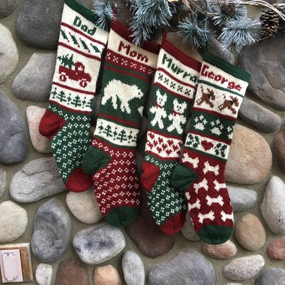 Christmas Stocking Knitting Pattern Train - Etsy