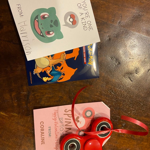 Fidget Spinner Valentines, Valentines Fidget Tag, Valentine's Day Favor ...
