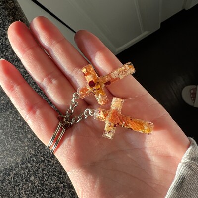 Funeral Flower Petal Memorial Cross Epoxy Memorial Flower Keepsake ...