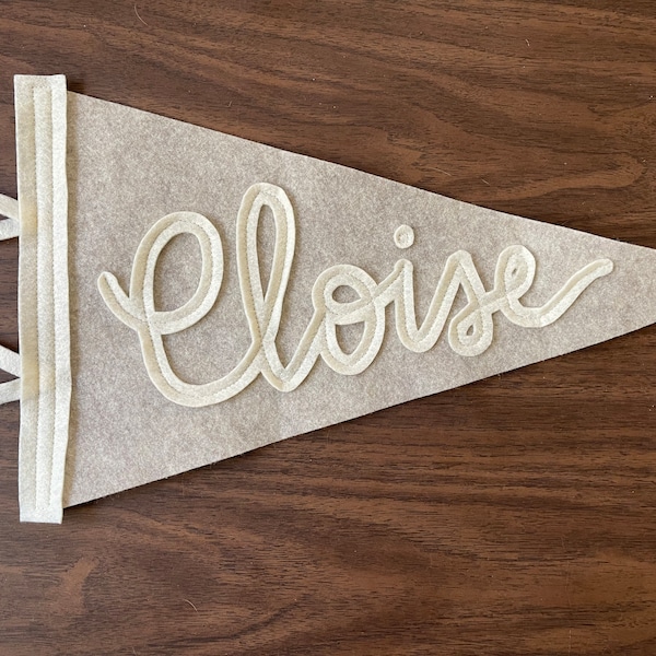 Cursive Name Pennant (beige) | Calligraphy Modern Cursive Script Sign ...