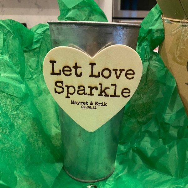 Wedding Sparklers Holder Galvanized Bucket- Let Love Sparkle- Wedding ...