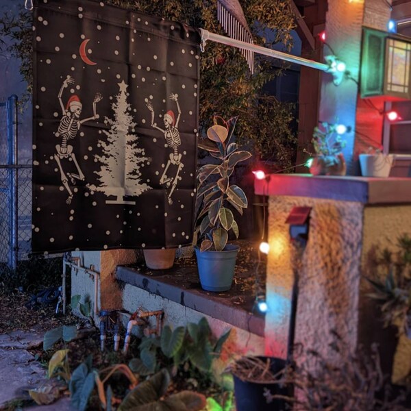 Skeleton Christmas, Christmas Garden Flag, Goth Garden Flag, Creepy ...
