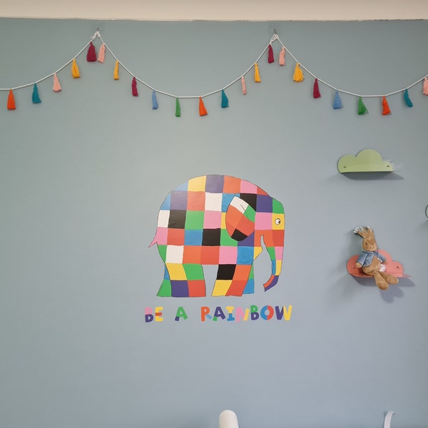 Elmer Be a Rainbow Wall Sticker, Elmer the Patchwork Elephant Wall ...