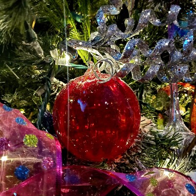Vibrant Red, Hand Blown Glass Ornament - Etsy