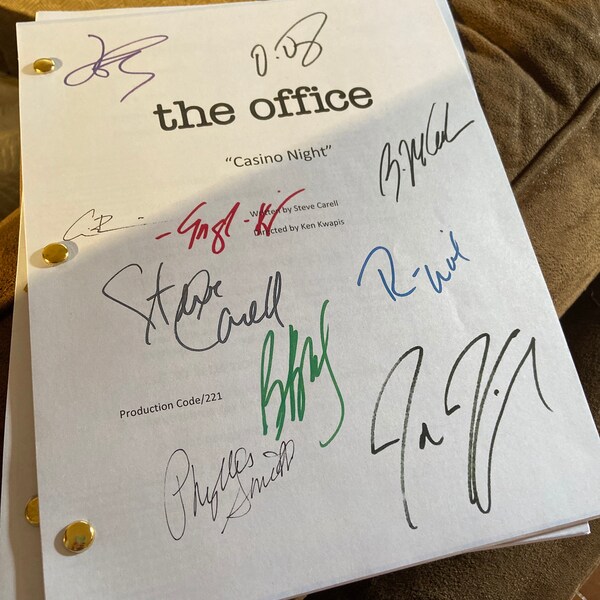 The Office Casino Night Script Autographed: Steve Carell, John ...