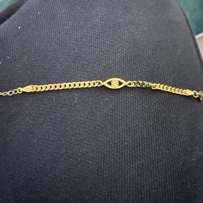 14K Gold Evil Eye Bracelet, Cuban Link Chain Evil Eye Bracelet, Dainty ...