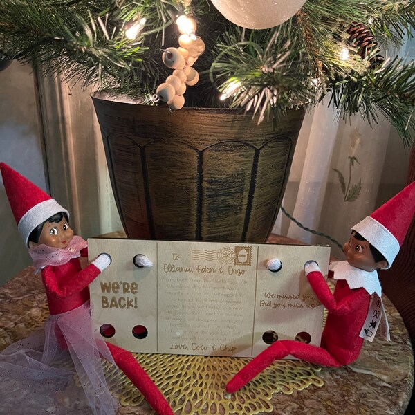 I'm Back Wooden Elf Post Card Holiday Helper - Etsy