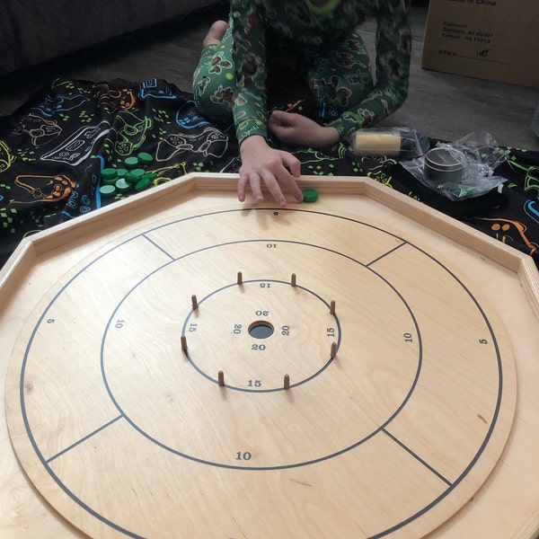 The Gold Standard Crokinole Board - Traditional Octagon Game Set - 23-5 ...