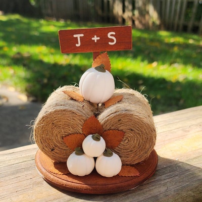 Rustic Wedding Cake Topper Rose Cake Topper Hay Bale Cake Topper Barn ...