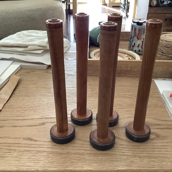 Vintage Antique Mill Bobbins, Apx 7 X 1 3/4, Various Paint Patina ...