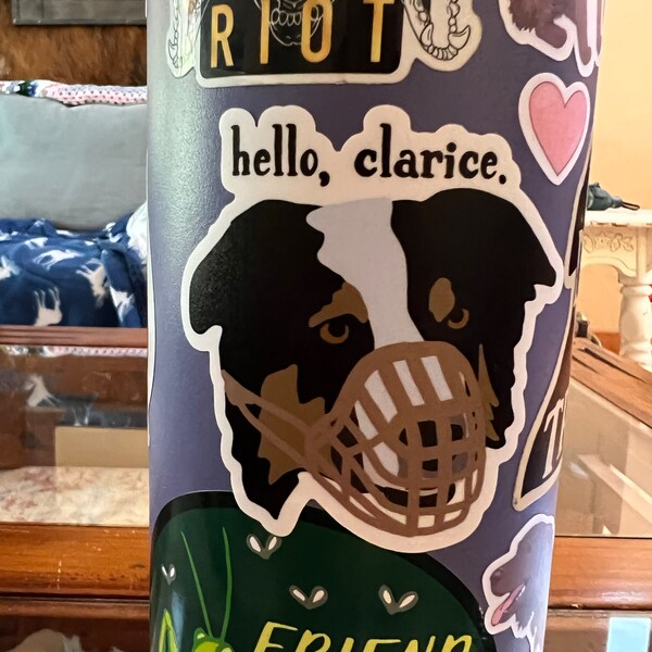 Hello Clarice Muzzled Dog Veterinary Technician Sticker Funny Vet Med ...