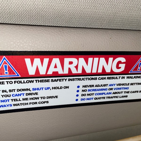 Visor Stickers Set - Large - Funny Safety Instructions for MINI Cooper ...