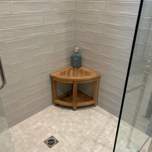 Teak Corner Shower Bench Gift Set - Etsy