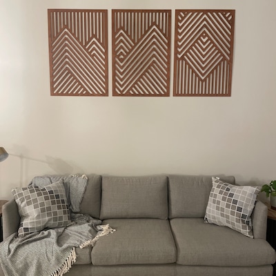 Tropical Leaves Wood Wall Art 3 Panel Set Monstera Wooden - Etsy