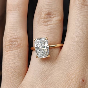 4 Carat Lab Diamond Ring / 4 CT Elongated Cushion Diamond / - Etsy