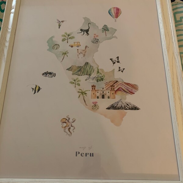 Peru Illustrated Map Printable, Wall Art Print, Nursery Decor ...