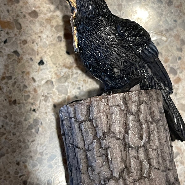 Miniature Black Raven W/ Secret Key for Halloween ~ Fairy Garden ...