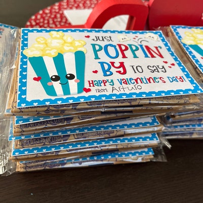 PRINTABLE Just POPPIN' BY to Say Happy Valentine's Day Tag Instant ...