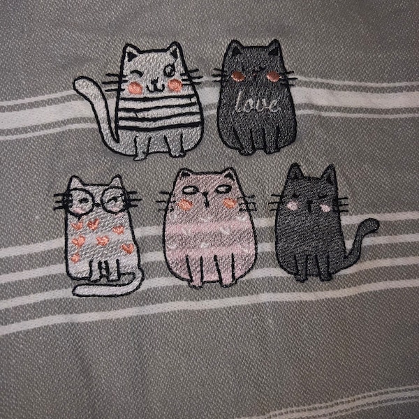 Cute Cat Embroidery Design Set 7 Pieces (100x70-100x90mm) Cat ...