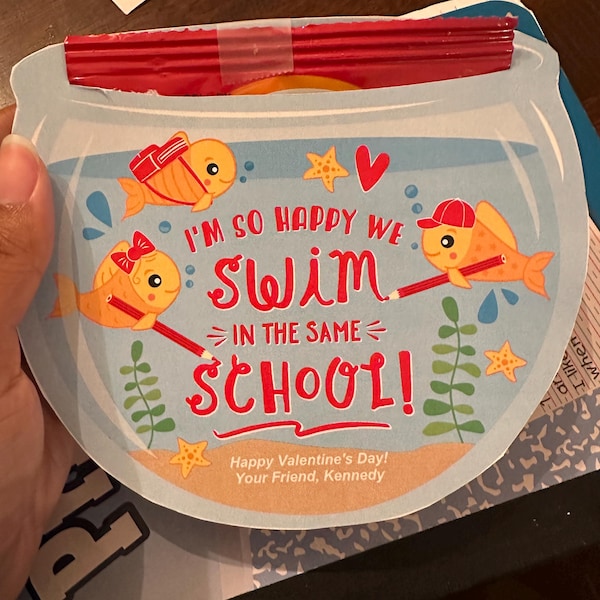 School of Fish Valentine, Fish, Goldfish, Valentine Printable, Kids ...