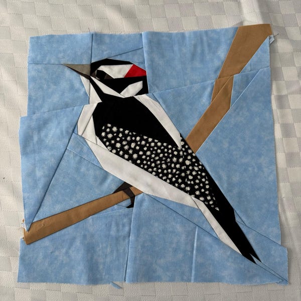 Downy Woodpecker Fpp--backyard Birds Series--paper Piecing Quilt Block ...