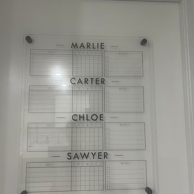 5 Kid Dry Erase Chore Chart for Wall in Mudroom or Kitchen - Etsy