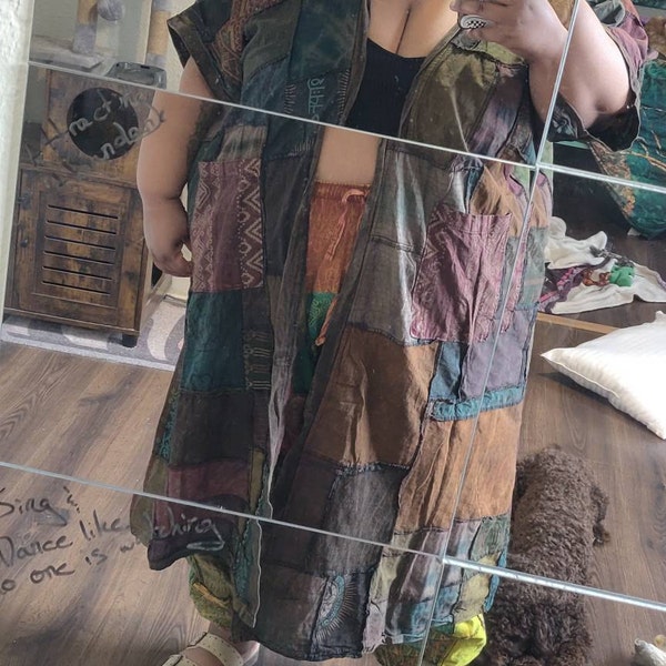 Fall Hippie Boho Men’s Women’s Patchwork Cotton Kimono, Grunge Style ...