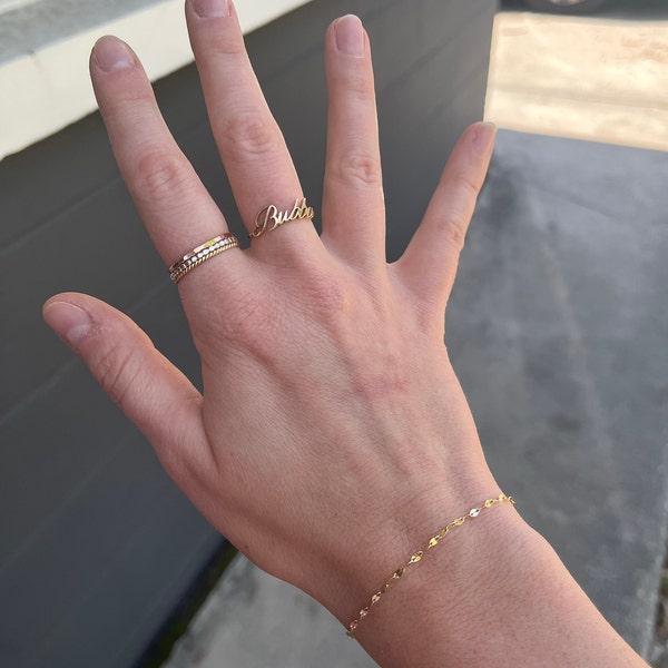 Silver Gold and Rose Gold Stackable Rings // Set of 3 Simple Sterling ...
