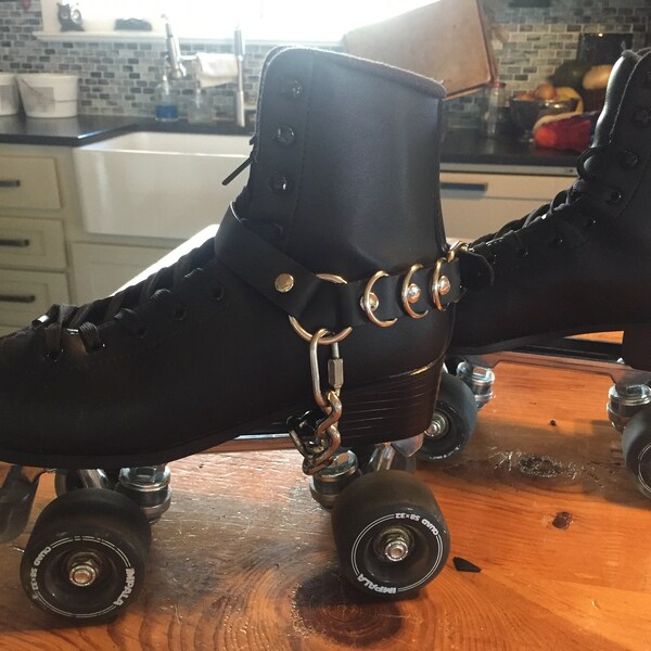 Unisex Leather Bootstrap 3.0 Triple D-ring W/ Chain SINGLE Boot Strap ...