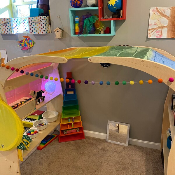 Rainbow Felt Ball Garland- Pom Pom Garland- Birthday Bunting- ROYGBIV ...