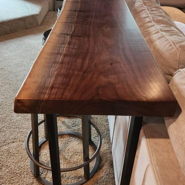 Custom Black Walnut Live Edge Table With Shelf Console Hallway TV Stand Sofa Table - Etsy