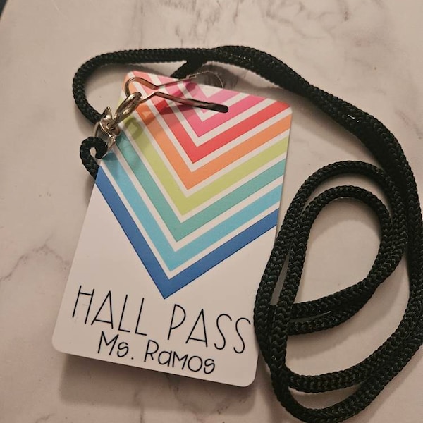 Chevron Rainbow Theme Classroom Hall Passes for Teachers, Personalized ...