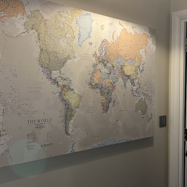 Giant World Map Mural Blue Ocean - Blue Ocean, Wall Map, Bedroom ...