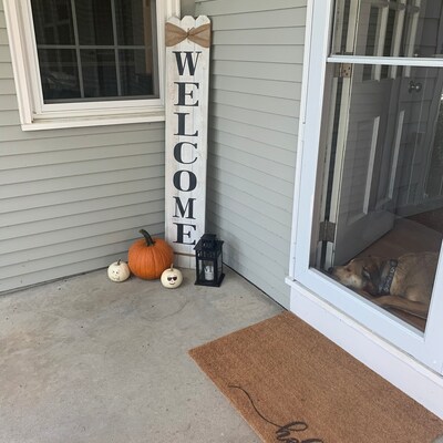 Farmhouse Rustic Wood Welcome Sign, Vertical Wooden Welcome Sign ...