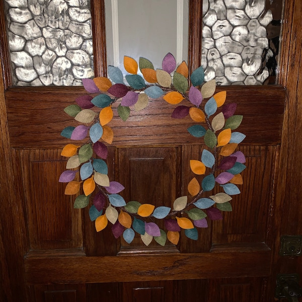 Everyday Front Door Wreath / Autumn Felt Leaf Wreath / as Seen in HGTV ...