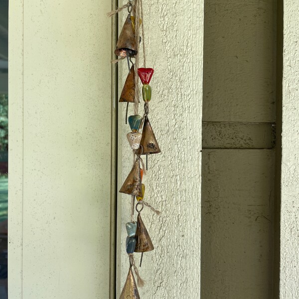 Bells on String With 6 Rustic Vintage Cow Bells and Multicolored ...