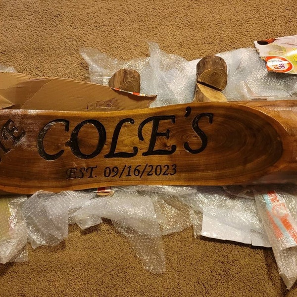 Custom Carved Wooden Log Sign - Etsy