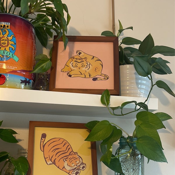 Big Stretch - Fat Tiger Art Print - Etsy