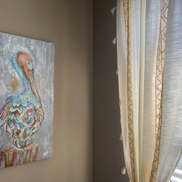 Whimsical Pelican. Beach Decor. Colorful Birds. Coastaldecor. Funky ...